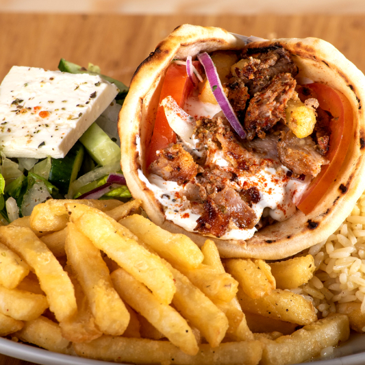 Chicken Gyro Pita Dinner Plate | Greek Factory Belleville