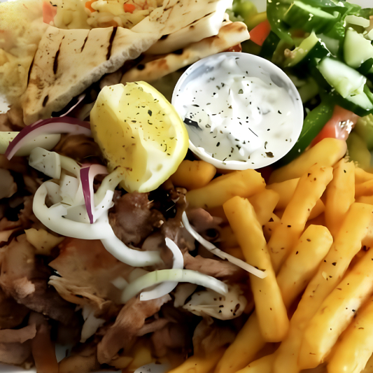 Beef & Lamb Gyro Loose Meat Dinner Plate | Greek Factory Belleville