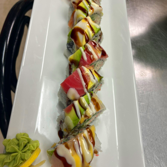Rainbow Dragon Roll (8 pcs) | Yanakee Sushi & BBQ